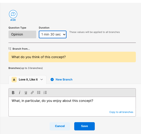 Question Type: Branching
